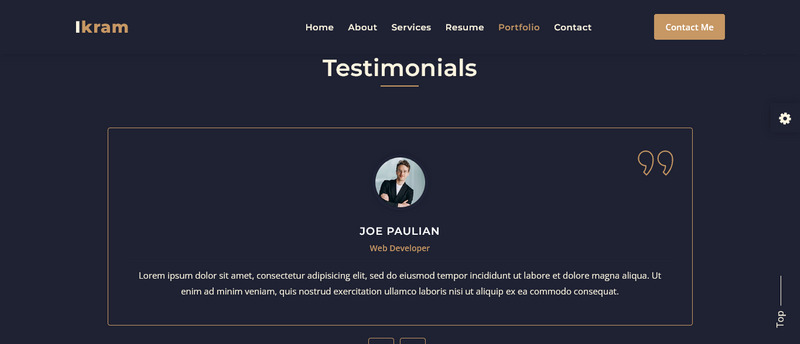 Ikram – Personal Portfolio HTML Landing Page Website Template