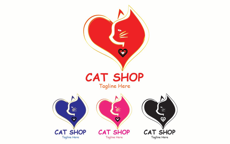 Heart Shaped Cat Shop Logo #305695 - TemplateMonster