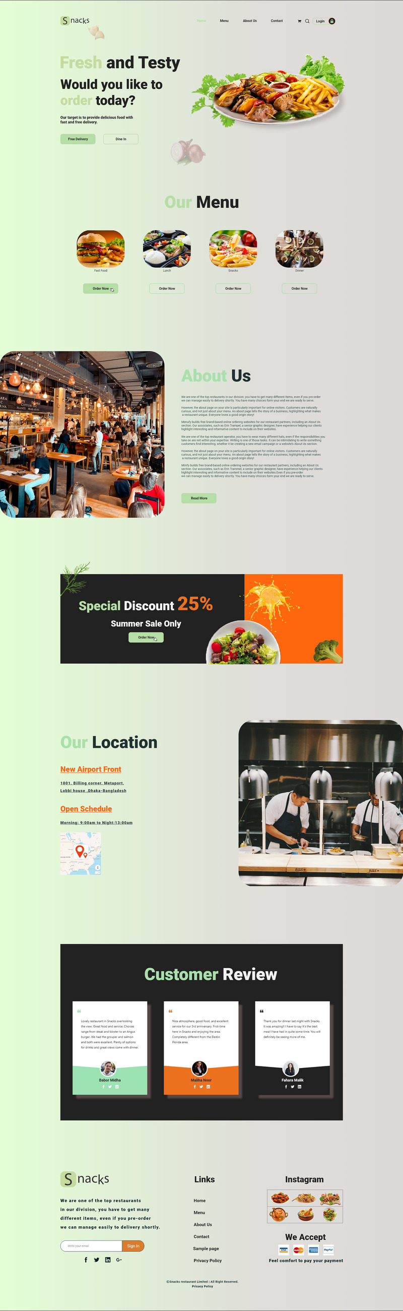 Snack - Fast Food Restaurant - Éléments de l'interface utilisateur