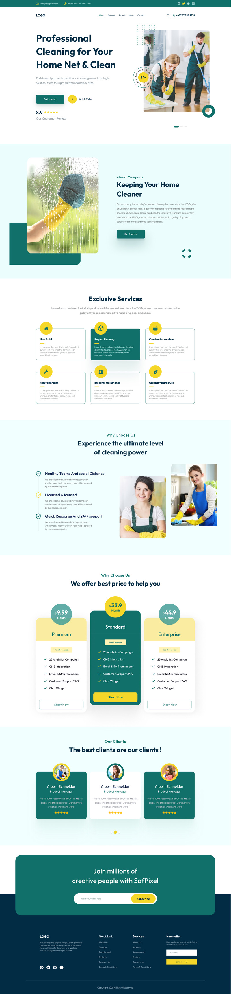 Cleaning Website UI Template #307345 - TemplateMonster