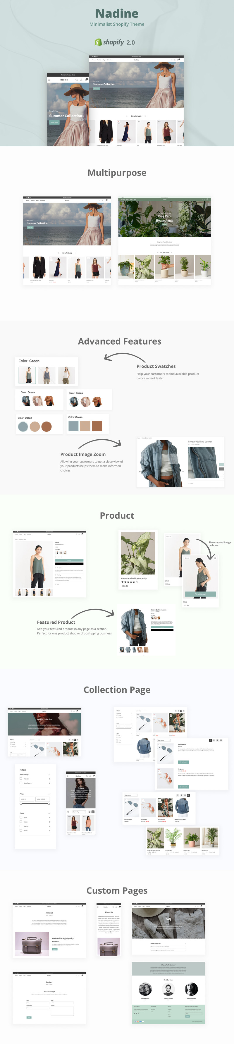 Nadine - Minimalist Clean Shopify Theme - TemplateMonster