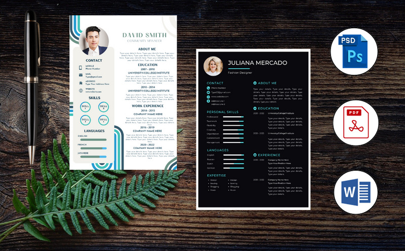 Two Professional, Modern & Creative Editable Resume CV Templates