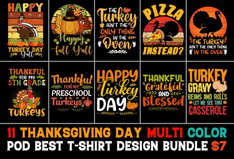 Thanksgiving Day T-Shirt Design Bundle - TemplateMonster