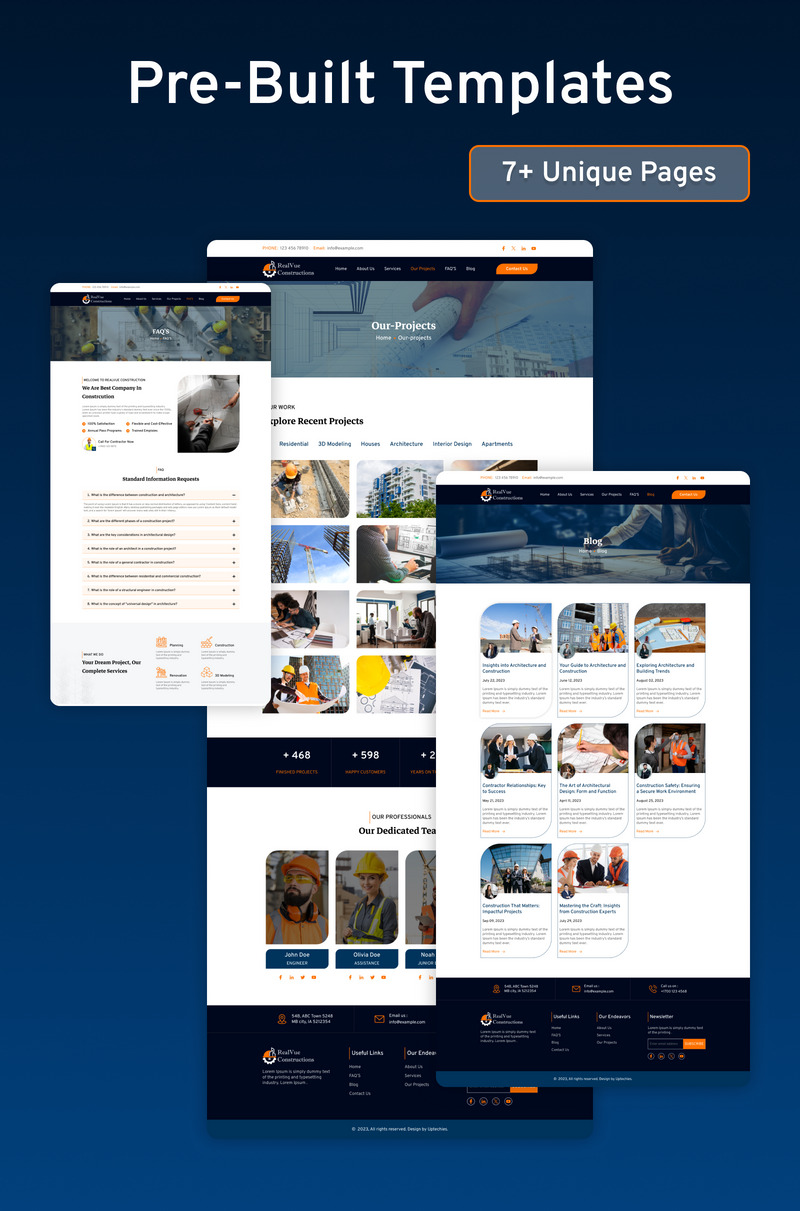 RealVue Construction Company WordPress Elementor Website