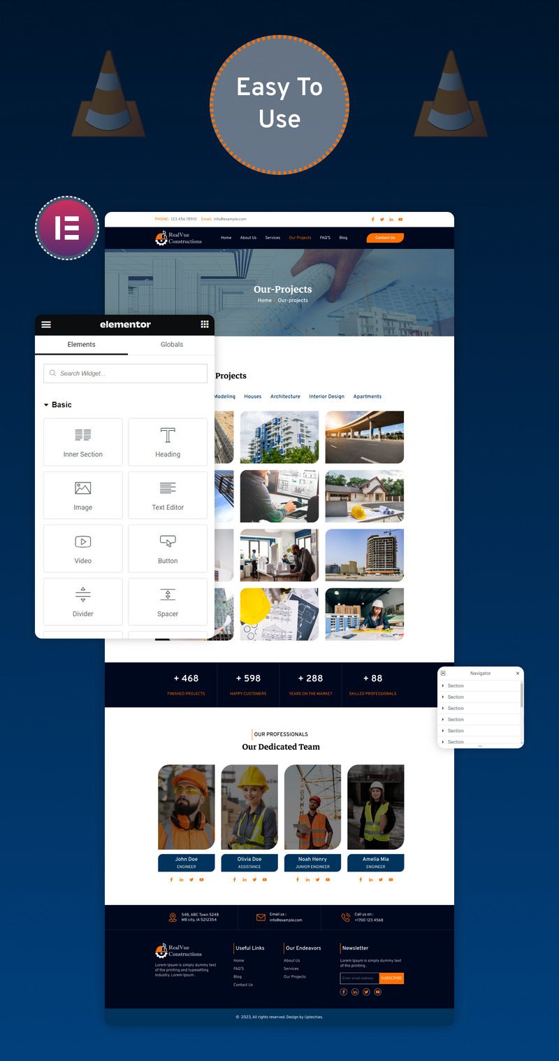 RealVue Construction Company WordPress Elementor Website