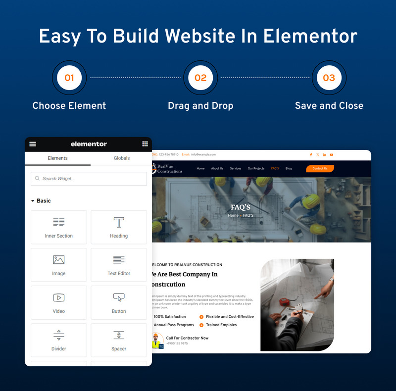 RealVue Construction Company WordPress Elementor Website