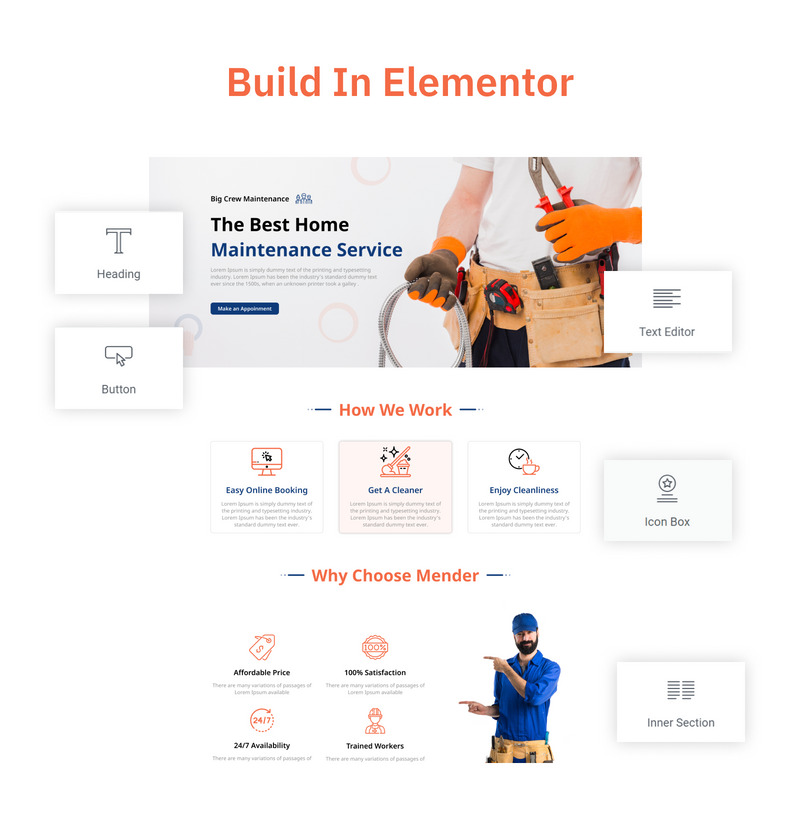 Mender - Home Maintenance Service Landing Pages Elementor Kit