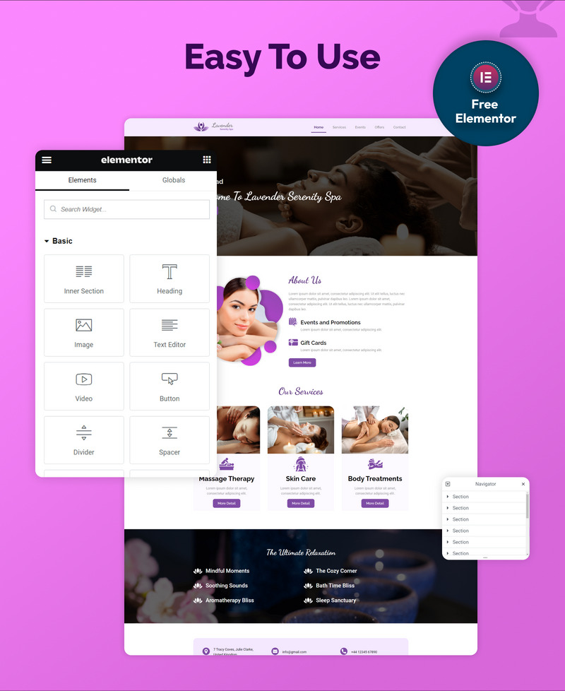 Lavender Serenity Spa Website Elementor Kit - TemplateMonster