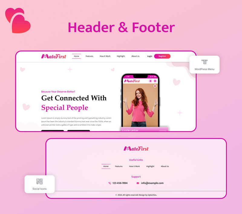 Matefirst Dating App Landing Page #400684 - TemplateMonster