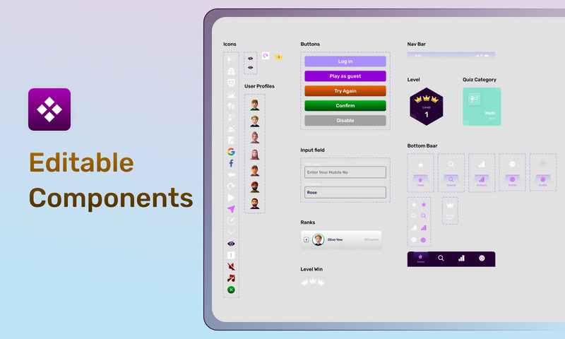 Grip Quiz - Mobile Application Figma Kit - TemplateMonster
