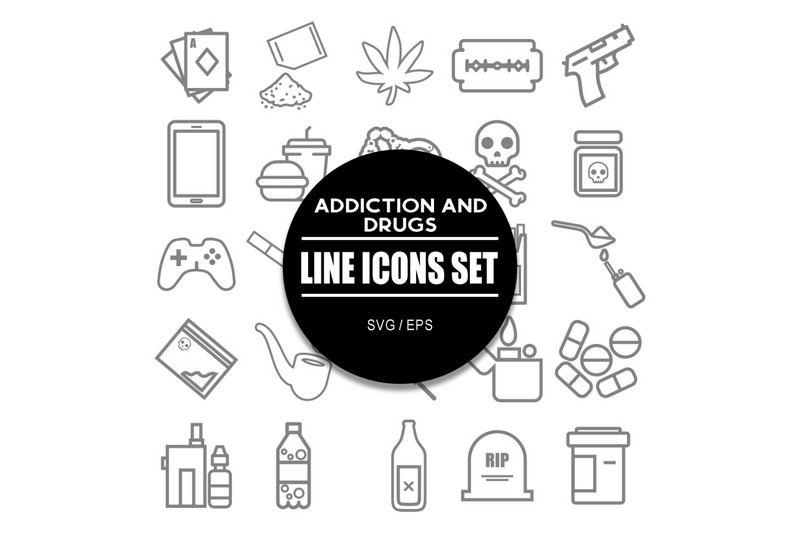 Addiction and Drugs Icon Set Icons Bundle - TemplateMonster