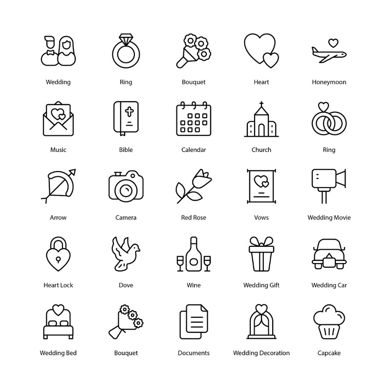 Wedding Icon Set Marriage Icons Bundle - TemplateMonster