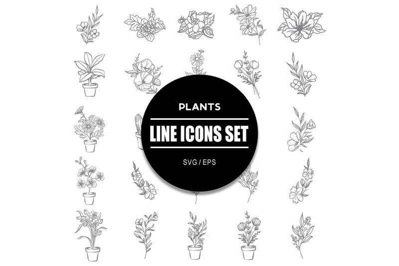 Plants Icon Set Flowers Icons Bundle - TemplateMonster