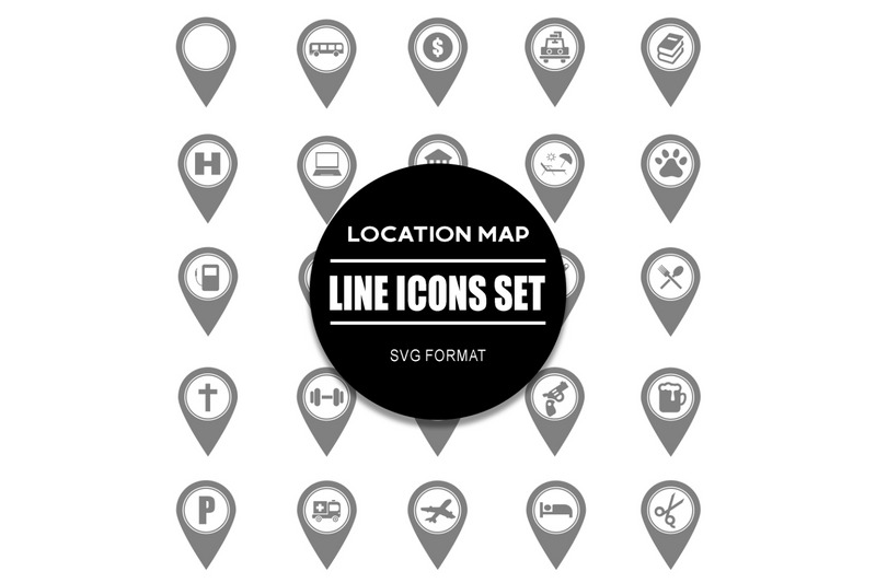 Location Map Icon Set Icons Bundle #322593 - TemplateMonster