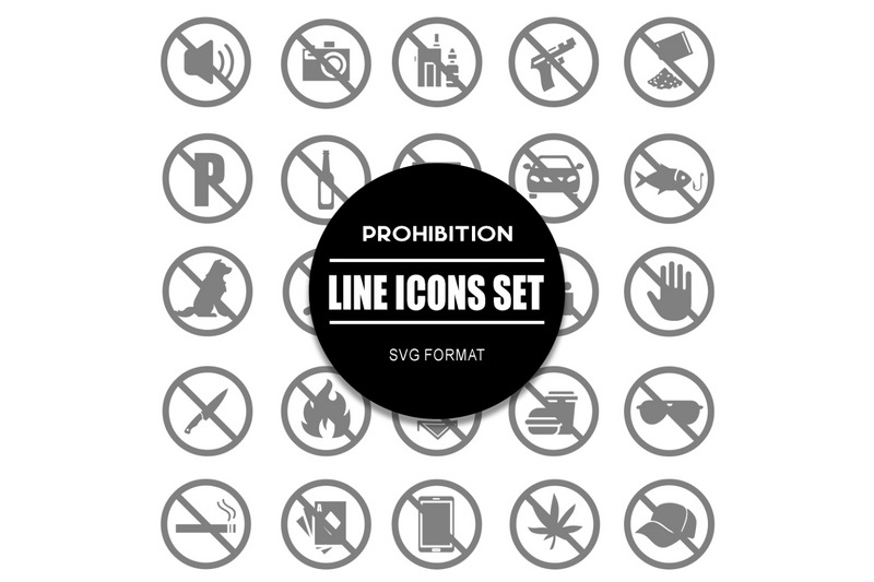 Prohibition Icon Set Forbiden Icons Bundle - TemplateMonster
