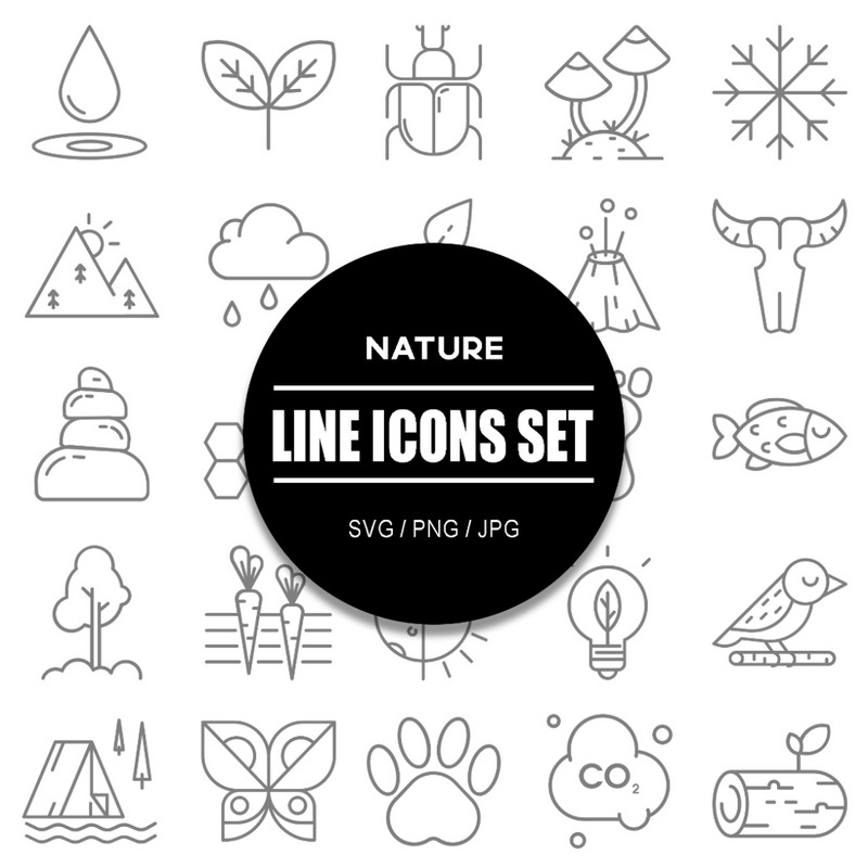 Paquete de conjunto de iconos de naturaleza al aire libre