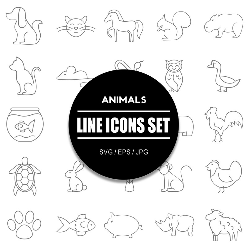 Cool Animal Icons Bundle Set Animals - TemplateMonster