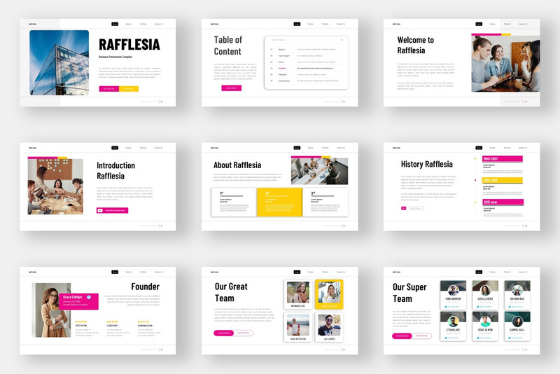 Rafflesia - Pink Yellow PowerPoint Business Creative Template
