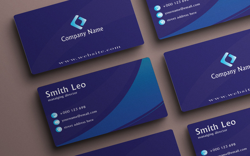 Blue Business Card Design Template #336738 - TemplateMonster