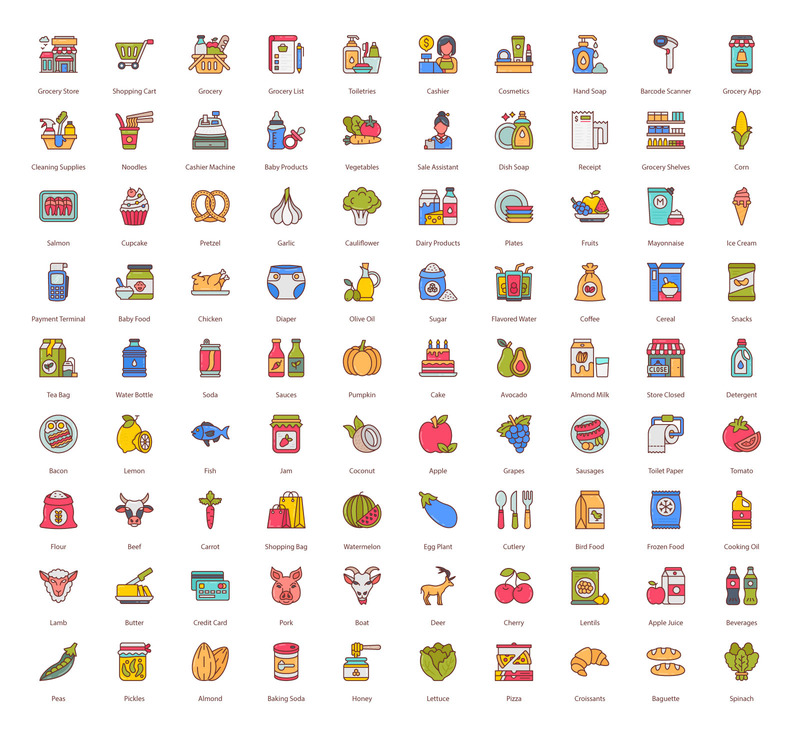 Grocery Premium Filled Icons #353806 - TemplateMonster