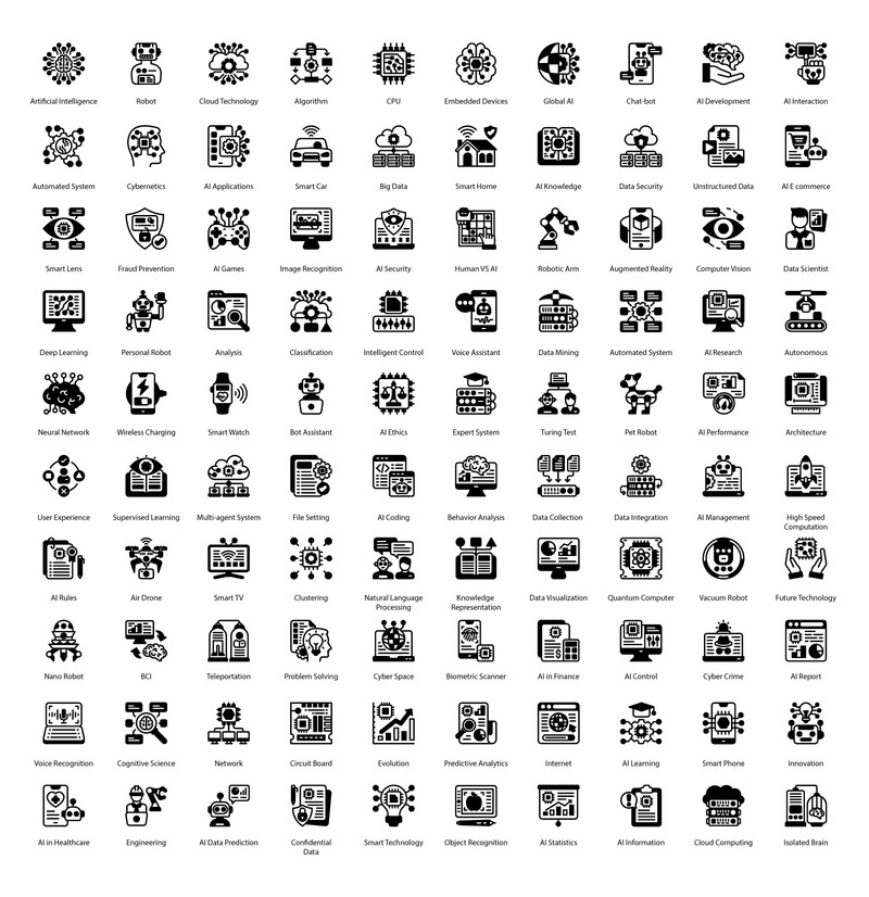 Artificial Intelligence Glyph Icons #324568 - TemplateMonster