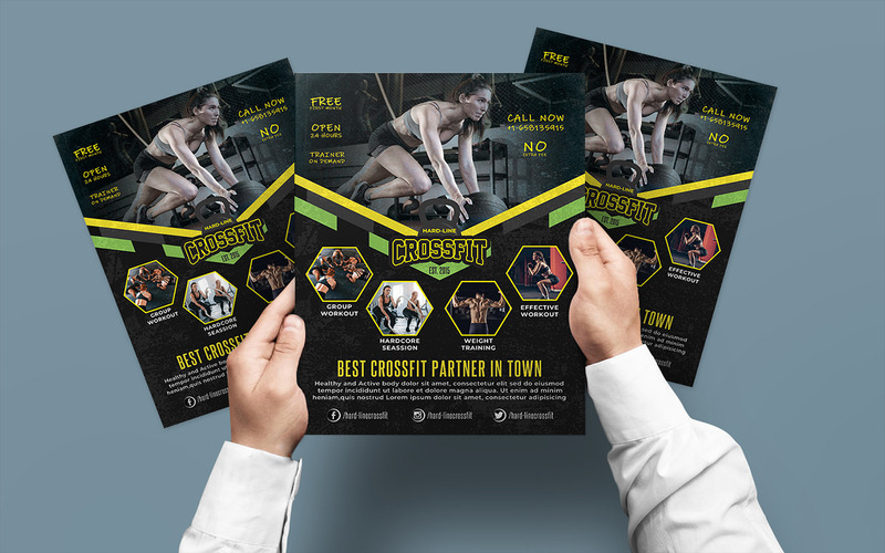 Hard Workout Gym Fitness Crossfit Flyer Design