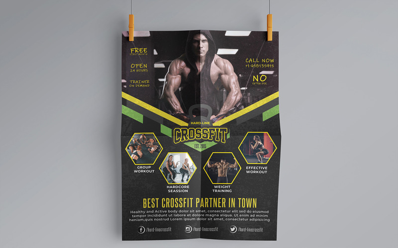 Hard Workout Gym Fitness Crossfit Flyer Design