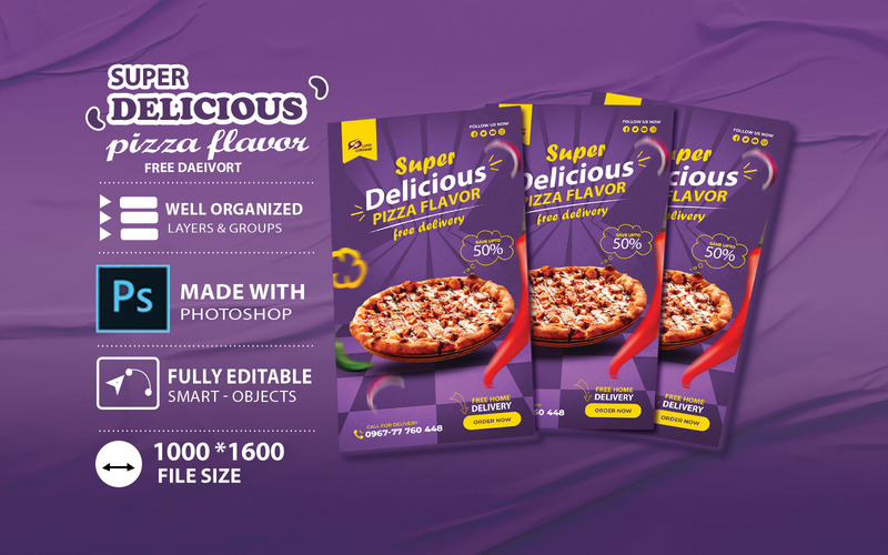 Spicy Delicious Flavor Pizza Model #304671 - TemplateMonster