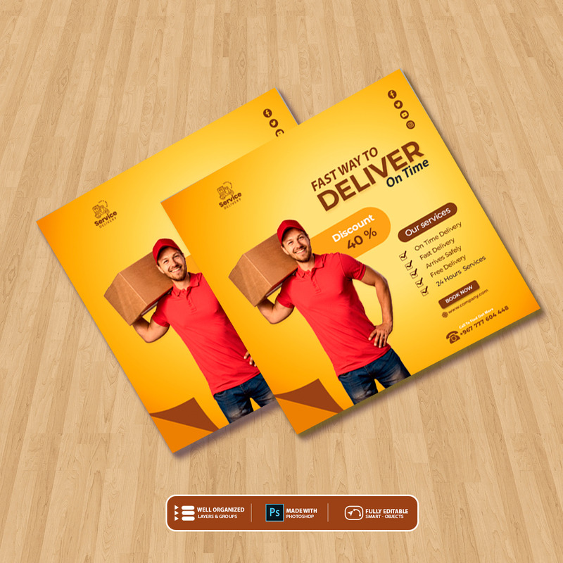 Courier Company Flyer Template - Shipping - TemplateMonster