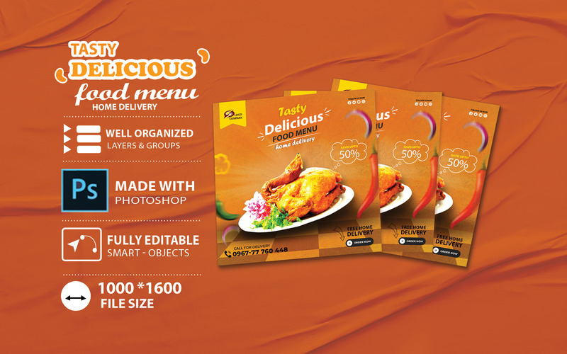 Fresh Chicken Meat Restaurant Menu Template - TemplateMonster