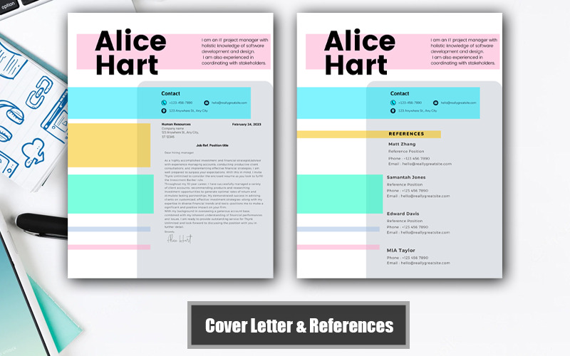 Modèle de CV imprimable PDF Alice Hart - TemplateMonster