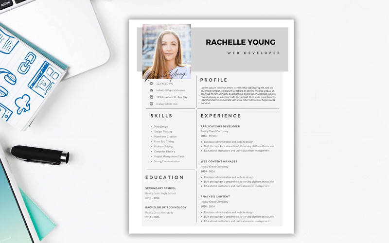 Printable Resume Template PDF Web Developer - TemplateMonster