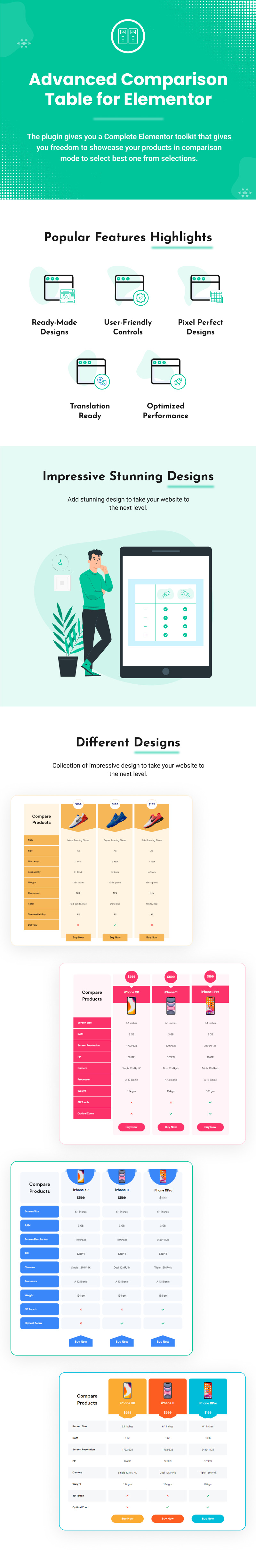 Advanced Comparison Table for Elementor - TemplateMonster