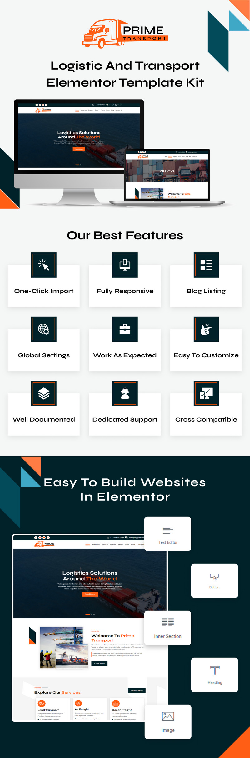 Prime Transport - Logistic And Transport Elementor Template Kit