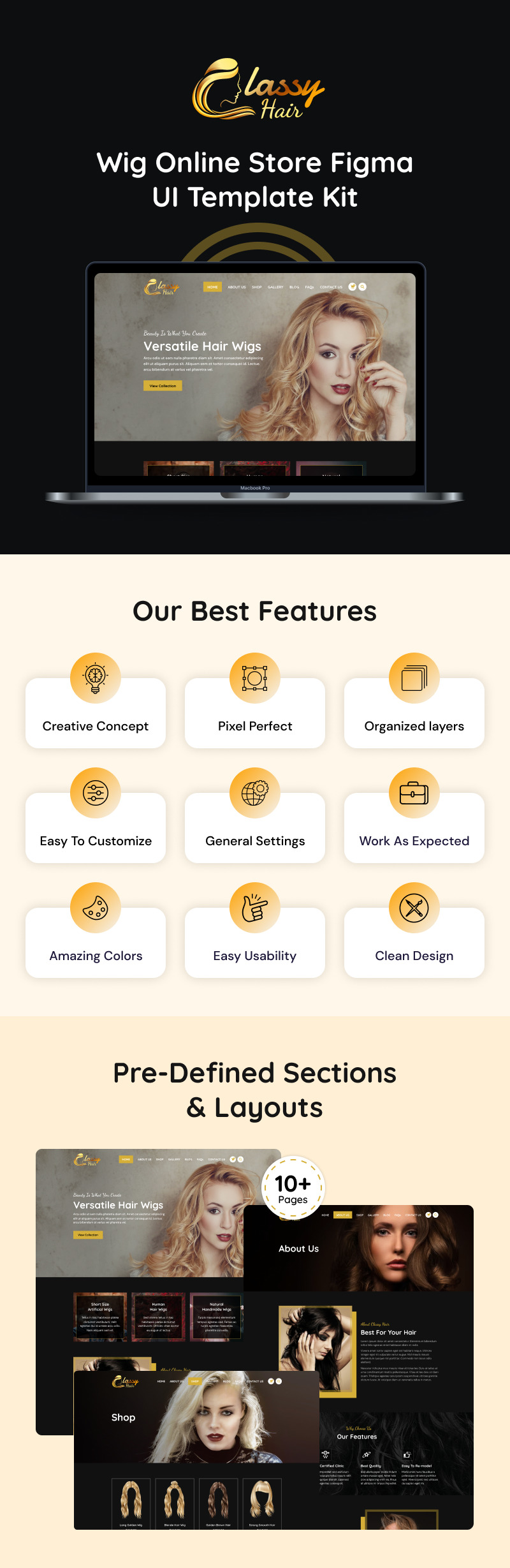 Classy Hair - Wig Online Store Figma UI Template Kit