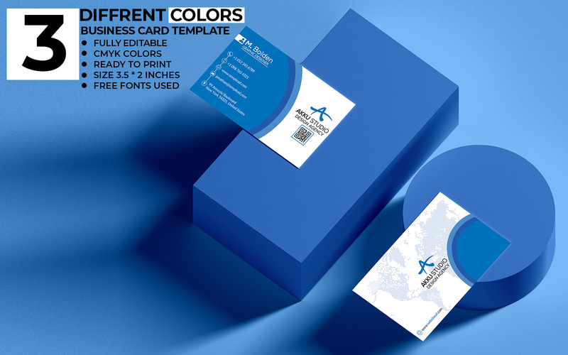 Light Business Card Design #304585 - TemplateMonster