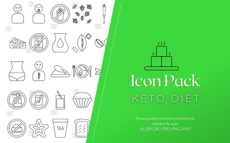 Icon Pack: 50 Keto Diet Icons #301053 - TemplateMonster