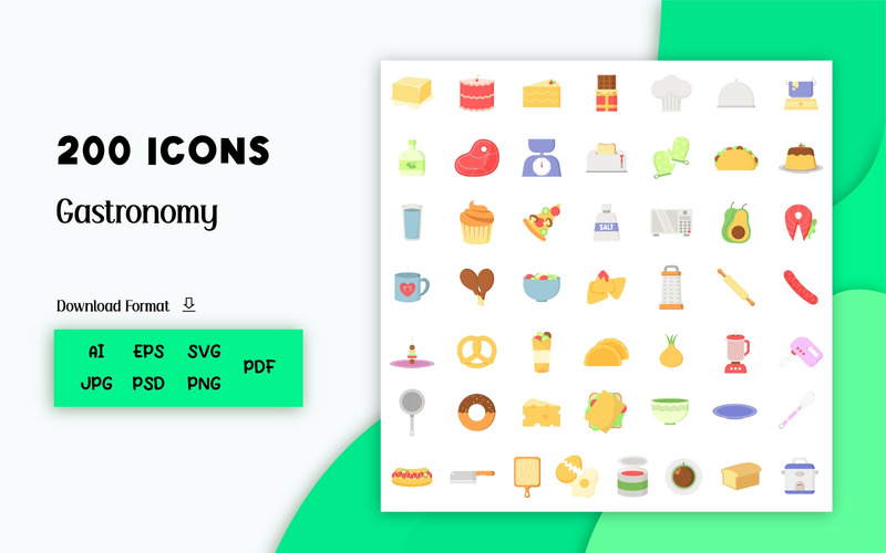 Icon Pack: Gastronomy 200 Icons #310931 - TemplateMonster