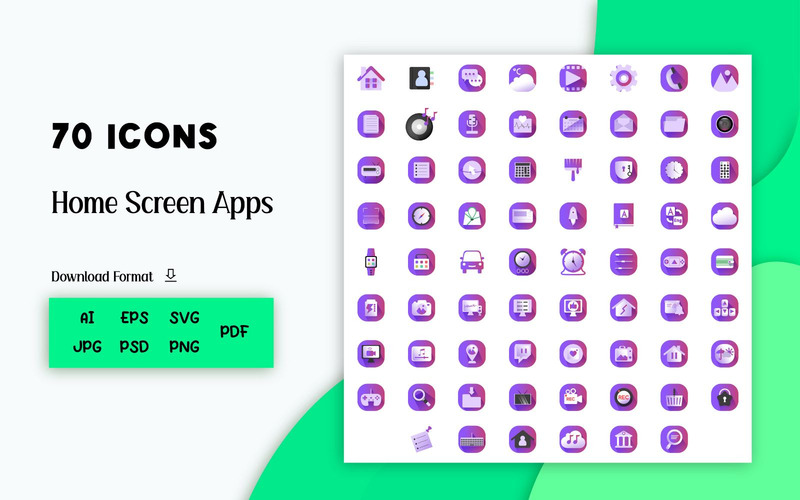 Icon Pack: 70 Home Screen Apps Icons - TemplateMonster