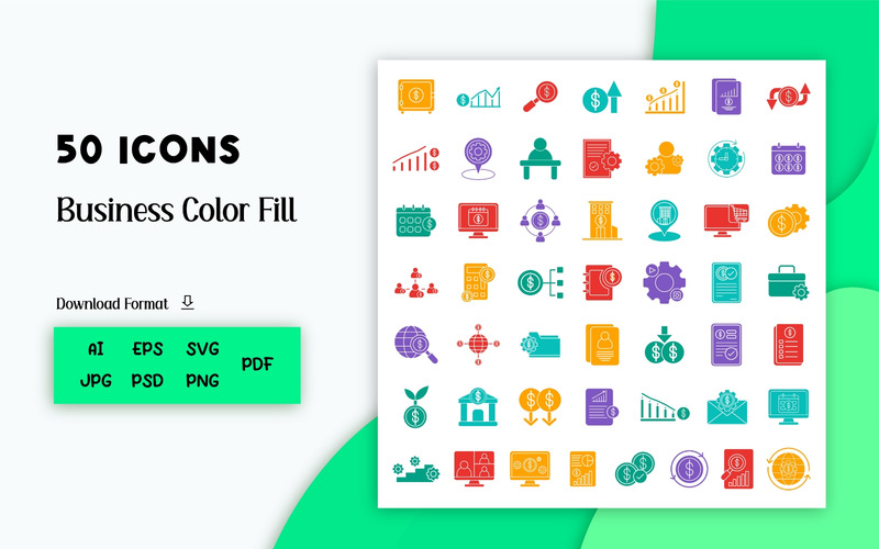 Icon Pack: Business Color (50 Icons) - TemplateMonster