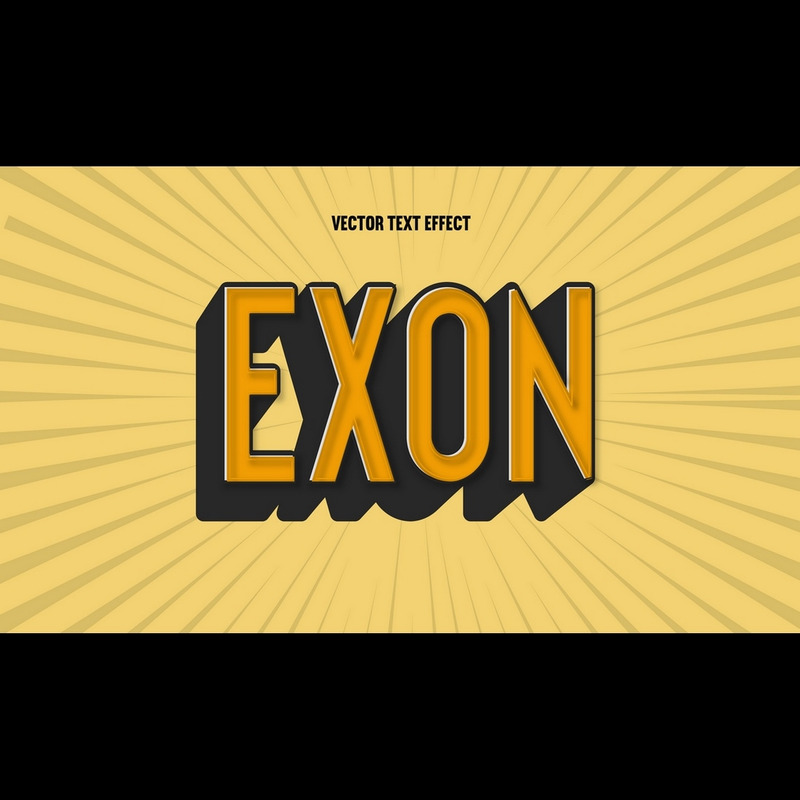 Exon Fully Editable Vector 3D Text Effect - TemplateMonster