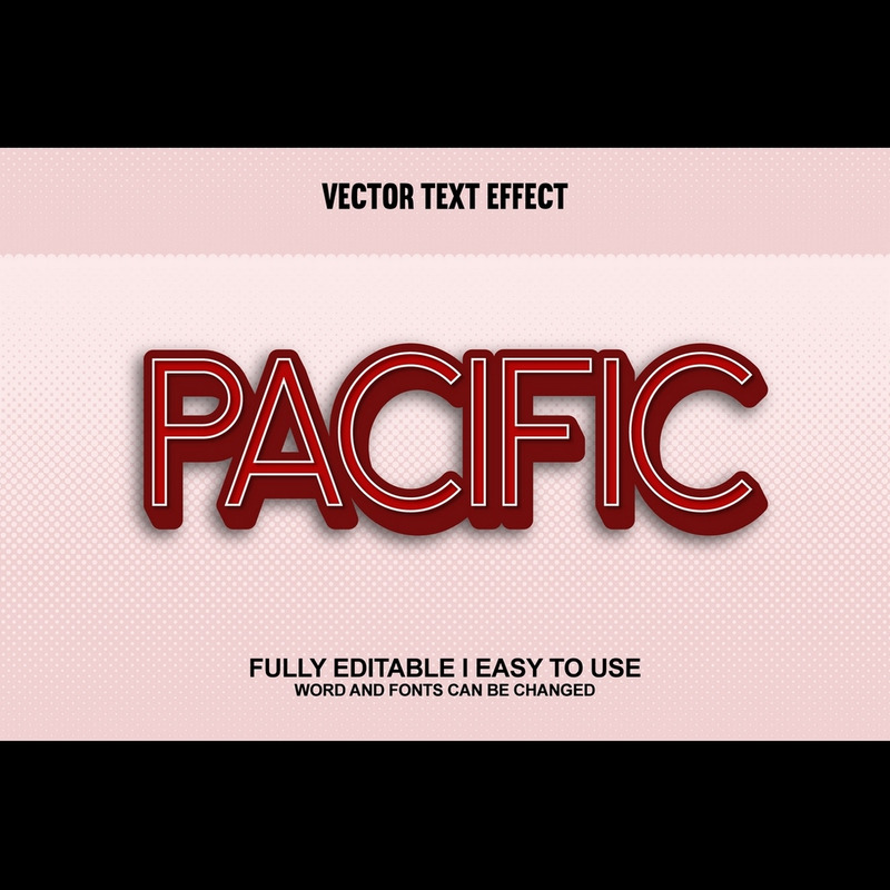 Pacific Fully Editable Vector 3D Text Effect