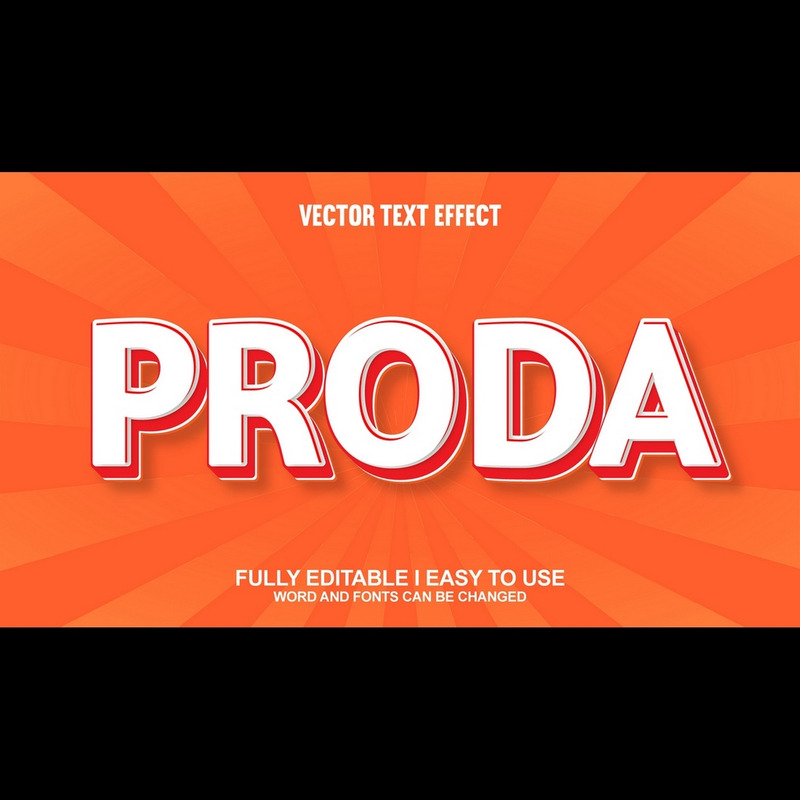 Proda Fully Editable Vector 3D Text Effect - TemplateMonster