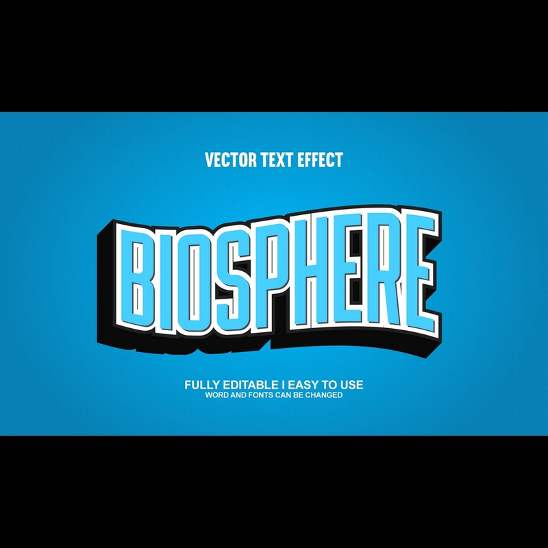 Biosphere Fully Editable Vector 3D Text Effect
