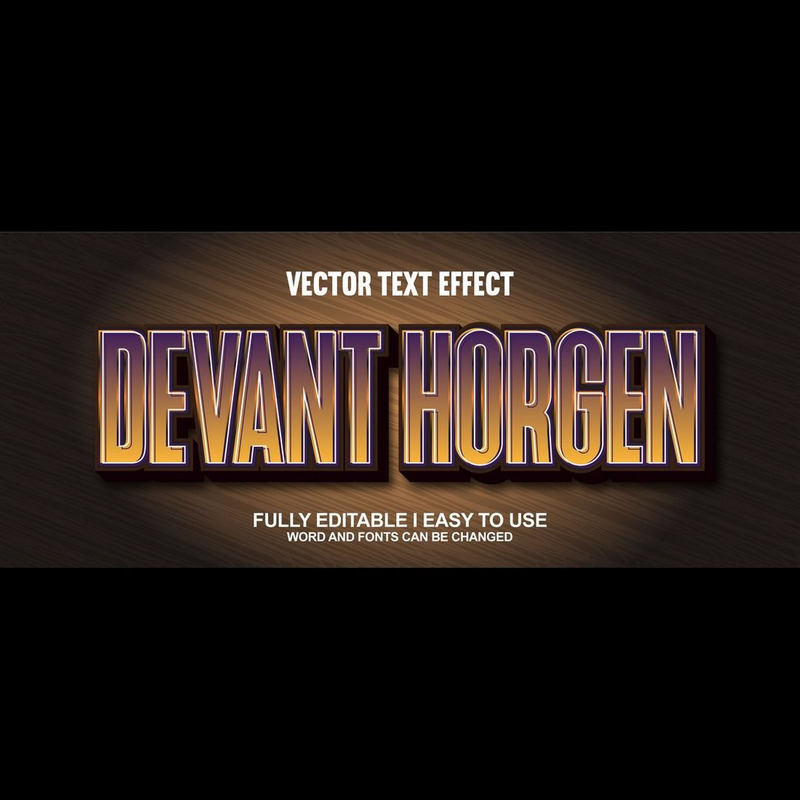 Devant Horgen Fully Editable Vector 3D Text Effect