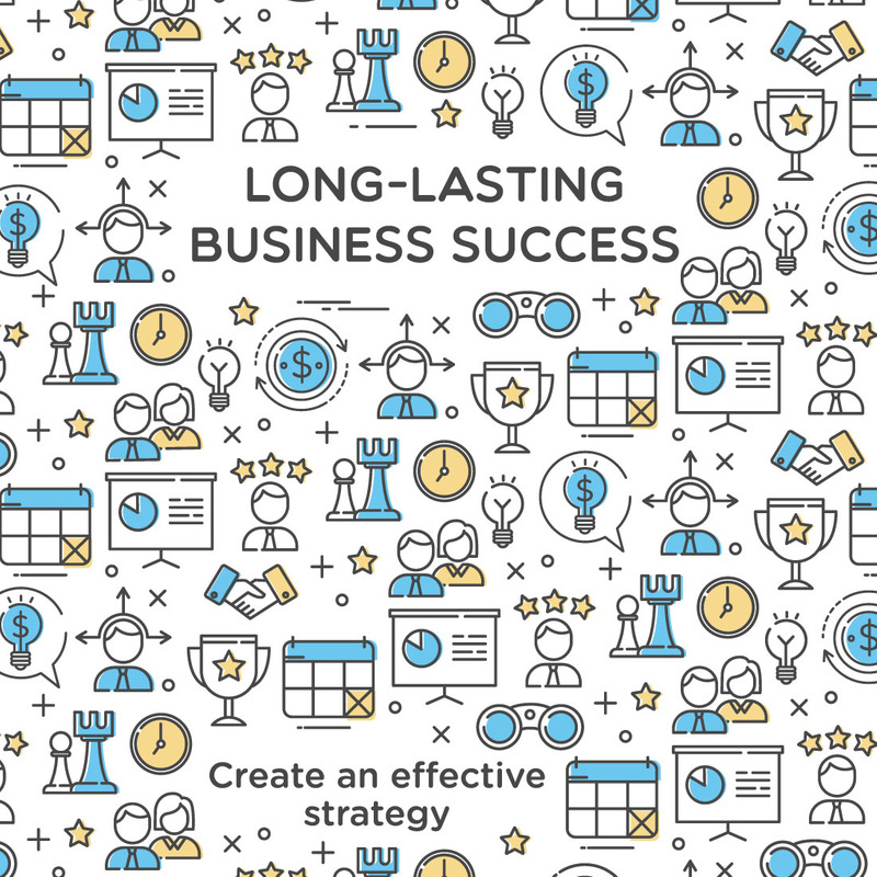 Long Lasting Business Success Vector Illustrations