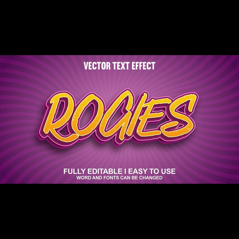 Rogies Fully Editable Vector 3D Text Effect - TemplateMonster