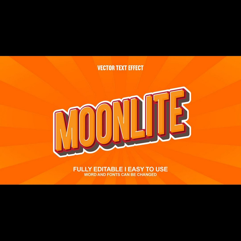 Moonlite Fully Editable Vector 3D Text Effect