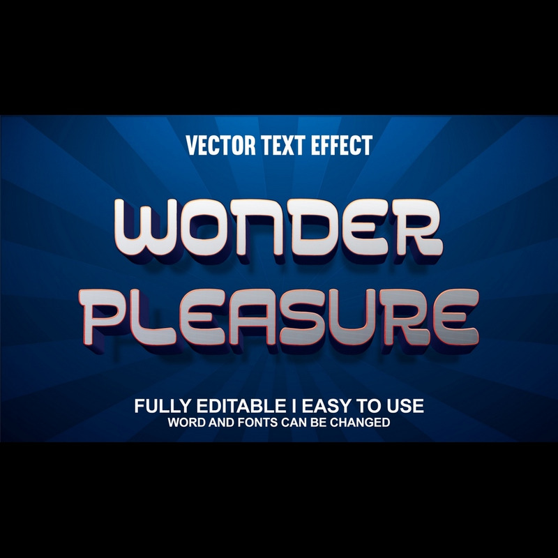 Wonder Pleasure Fully Editable Vector 3D Text Effect