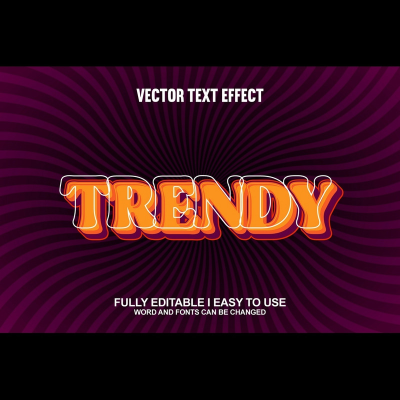 Trendy Fully Editable Vector 3D Text Effect - TemplateMonster